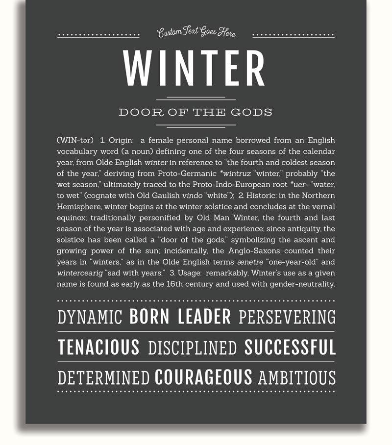 Winter Personalized Name Meaning Art Prints – Name Stories