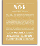 Wynn Personalized Name Meaning Art Prints – Name Stories