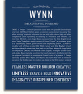 Wynn Personalized Name Meaning Art Prints – Name Stories