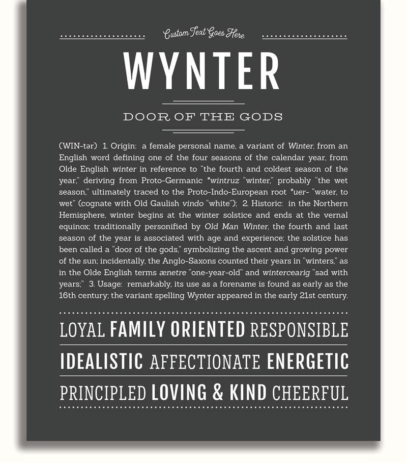 Wynter Personalized Name Meaning Art Prints – Name Stories