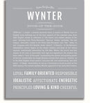 Wynter Personalized Name Meaning Art Prints – Name Stories