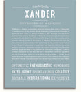 Xander Personalized Name Meaning Art Prints – Name Stories