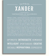 Xander Personalized Name Meaning Art Prints – Name Stories
