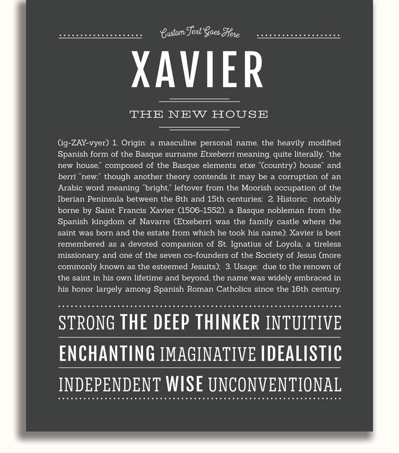 Xavier Personalized Name Meaning Art Prints – Name Stories