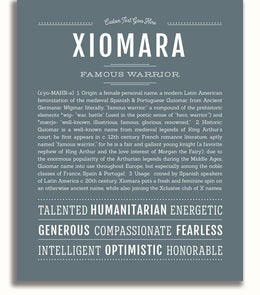 Xiomara Personalized Name Meaning Art Prints – Name Stories