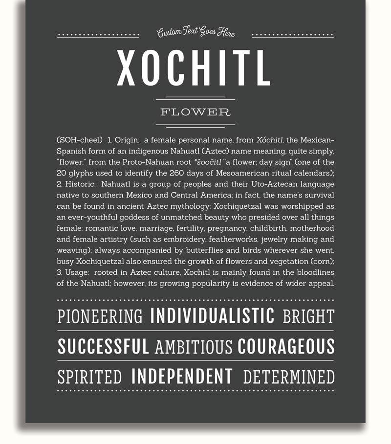 Xochitl Personalized Name Meaning Art Prints – Name Stories