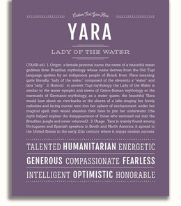 Yara Personalized Name Meaning Art Prints – Name Stories