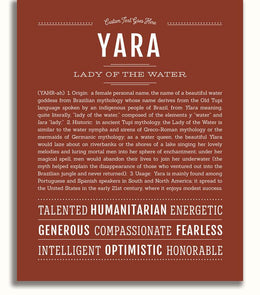 Yara Personalized Name Meaning Art Prints – Name Stories