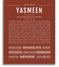 Yasmeen Personalized Name Meaning Art Prints – Name Stories