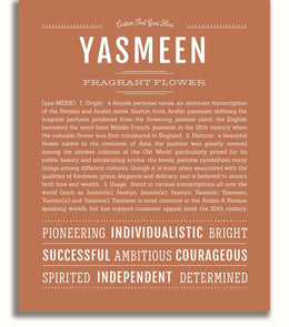 Yasmeen Personalized Name Meaning Art Prints – Name Stories