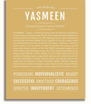 Yasmeen Personalized Name Meaning Art Prints – Name Stories