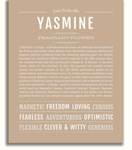 Yasmine Personalized Name Meaning Art Prints – Name Stories