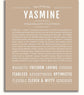 Yasmine Personalized Name Meaning Art Prints – Name Stories