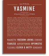 Yasmine Personalized Name Meaning Art Prints – Name Stories