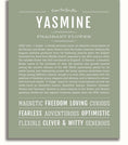 Yasmine Personalized Name Meaning Art Prints – Name Stories