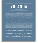 Yolanda Personalized Name Meaning Art Prints – Name Stories