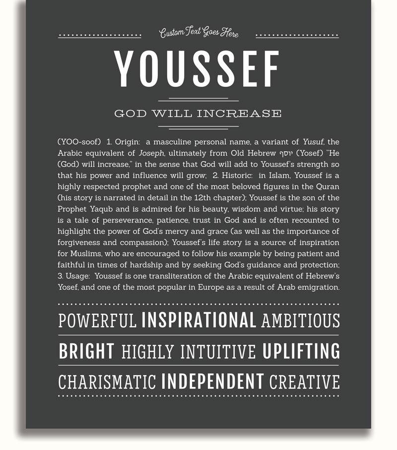 Youssef Personalized Name Meaning Art Prints – Name Stories