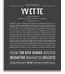 Yvette Personalized Name Meaning Art Prints – Name Stories