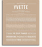 Yvette Personalized Name Meaning Art Prints – Name Stories