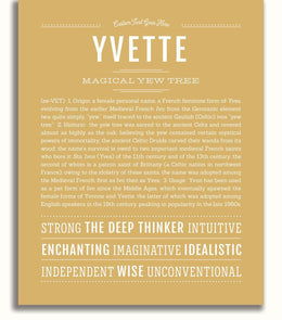 Yvette Personalized Name Meaning Art Prints – Name Stories