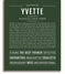 Yvette Personalized Name Meaning Art Prints – Name Stories