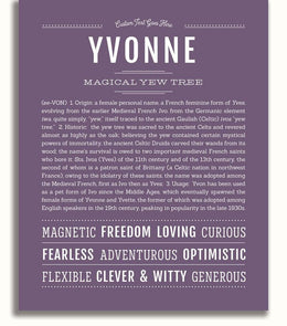 Yvonne Personalized Name Meaning Art Prints – Name Stories