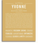 Yvonne Personalized Name Meaning Art Prints – Name Stories