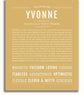 Yvonne Personalized Name Meaning Art Prints – Name Stories