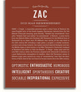 Zac Personalized Name Meaning Art Prints – Name Stories