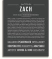 Zach Personalized Name Meaning Art Prints – Name Stories