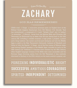 Zachary Personalized Name Meaning Art Prints – Name Stories