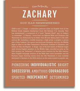 Zachary Personalized Name Meaning Art Prints – Name Stories