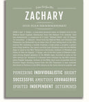 Zachary Personalized Name Meaning Art Prints – Name Stories