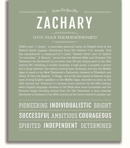 Zachary Personalized Name Meaning Art Prints – Name Stories
