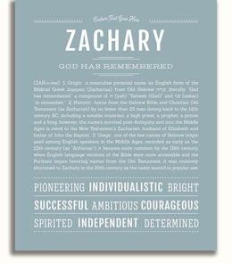 Zachary Personalized Name Meaning Art Prints – Name Stories