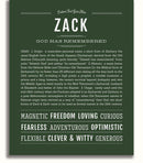 Zack Personalized Name Meaning Art Prints – Name Stories