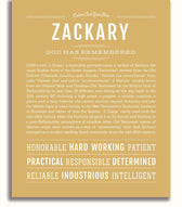 Zackary Personalized Name Meaning Art Prints – Name Stories