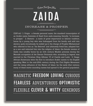 Zaida | Name Art Print – Name Stories