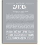Zaiden Personalized Name Meaning Art Prints – Name Stories