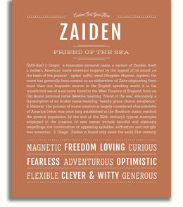 Zaiden | Name Art Print – Name Stories
