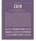Zain Personalized Name Meaning Art Prints – Name Stories