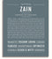 Zain Personalized Name Meaning Art Prints – Name Stories