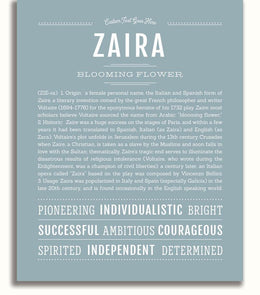 Zaira Personalized Name Meaning Art Prints – Name Stories