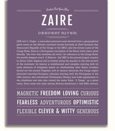 Zaire Personalized Name Meaning Art Prints – Name Stories