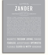 Zander Personalized Name Meaning Art Prints – Name Stories