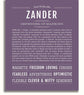 Zander Personalized Name Meaning Art Prints – Name Stories