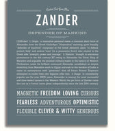 Zander Personalized Name Meaning Art Prints – Name Stories