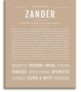 Zander Personalized Name Meaning Art Prints – Name Stories