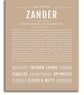 Zander Personalized Name Meaning Art Prints – Name Stories