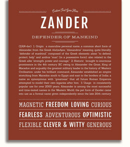 Zander | Name Art Print – Name Stories